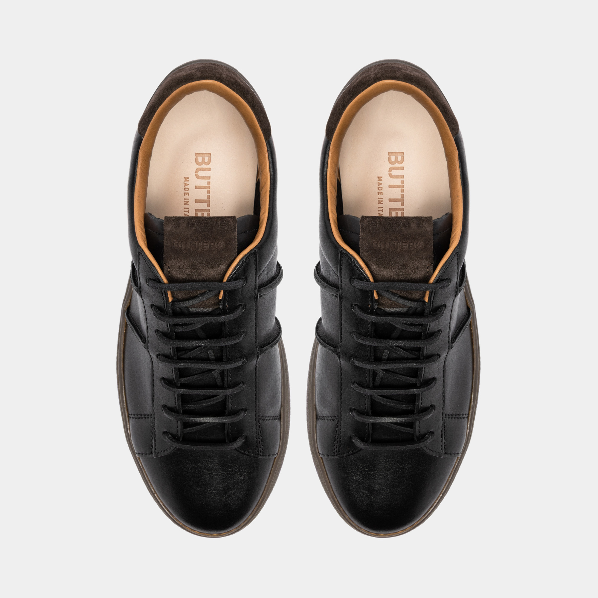 BUTTERO BURRO SNEAKERS IN BLACK LEATHER B11740ETRUS-UG1/01-NERO